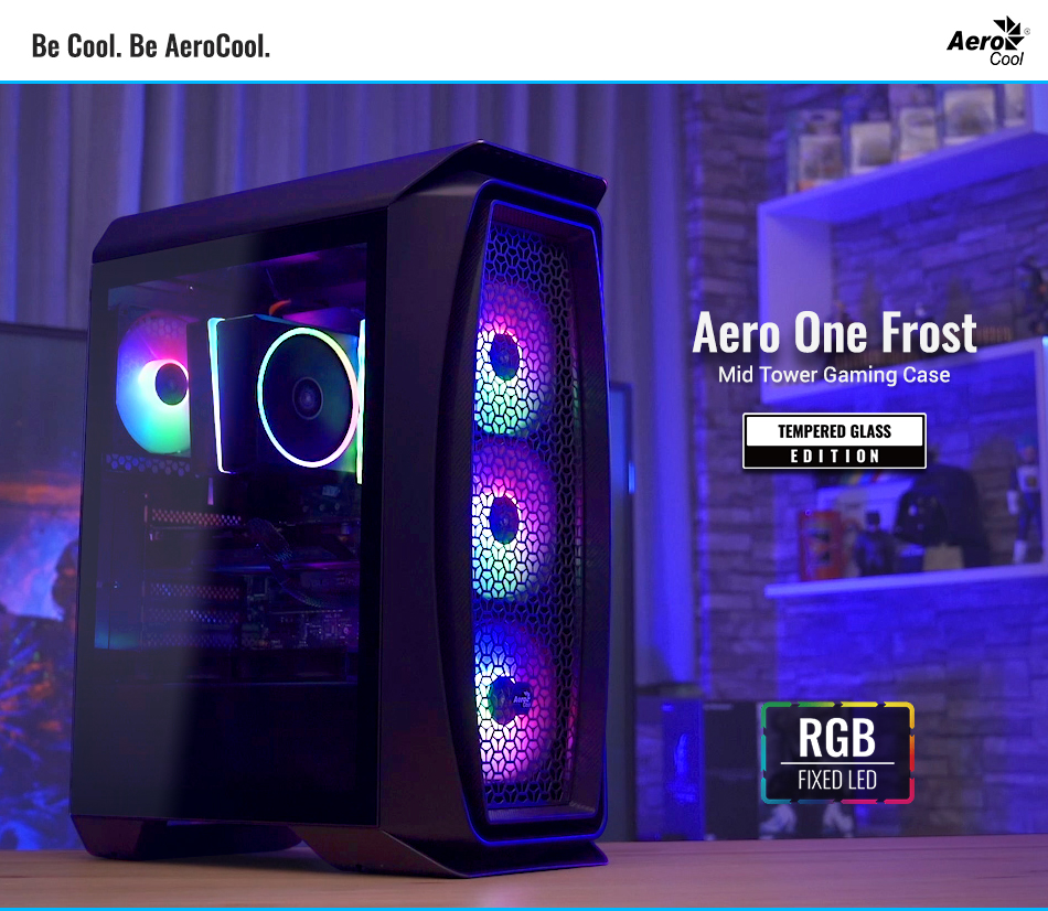 AEROCOOL AERO ONE FROST 4x12CM FGRB FAN ATX PENCERELİ 2xUSB3.0 SİYAH ...